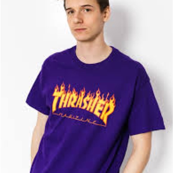 Thrasher | Shirts | Thrasher Magazine Purple Tee With Flame Logo | Poshmark